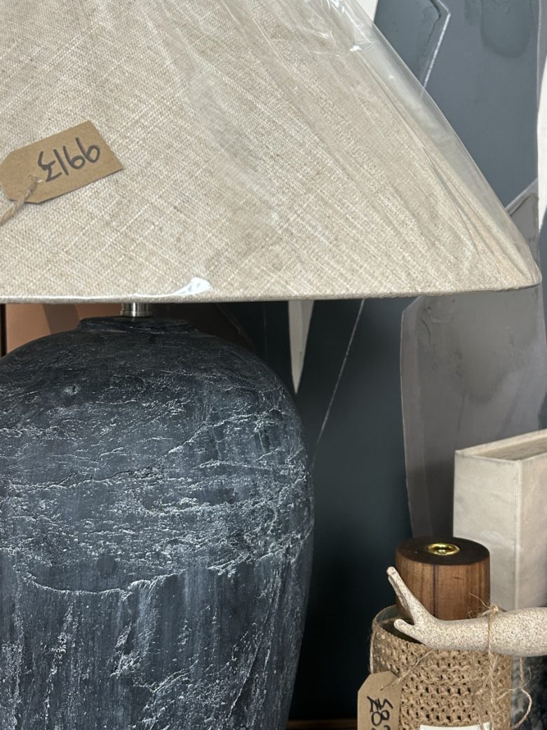 Antique Wash Table Lamp with Neutral Linen Shade - Interior Thirteen